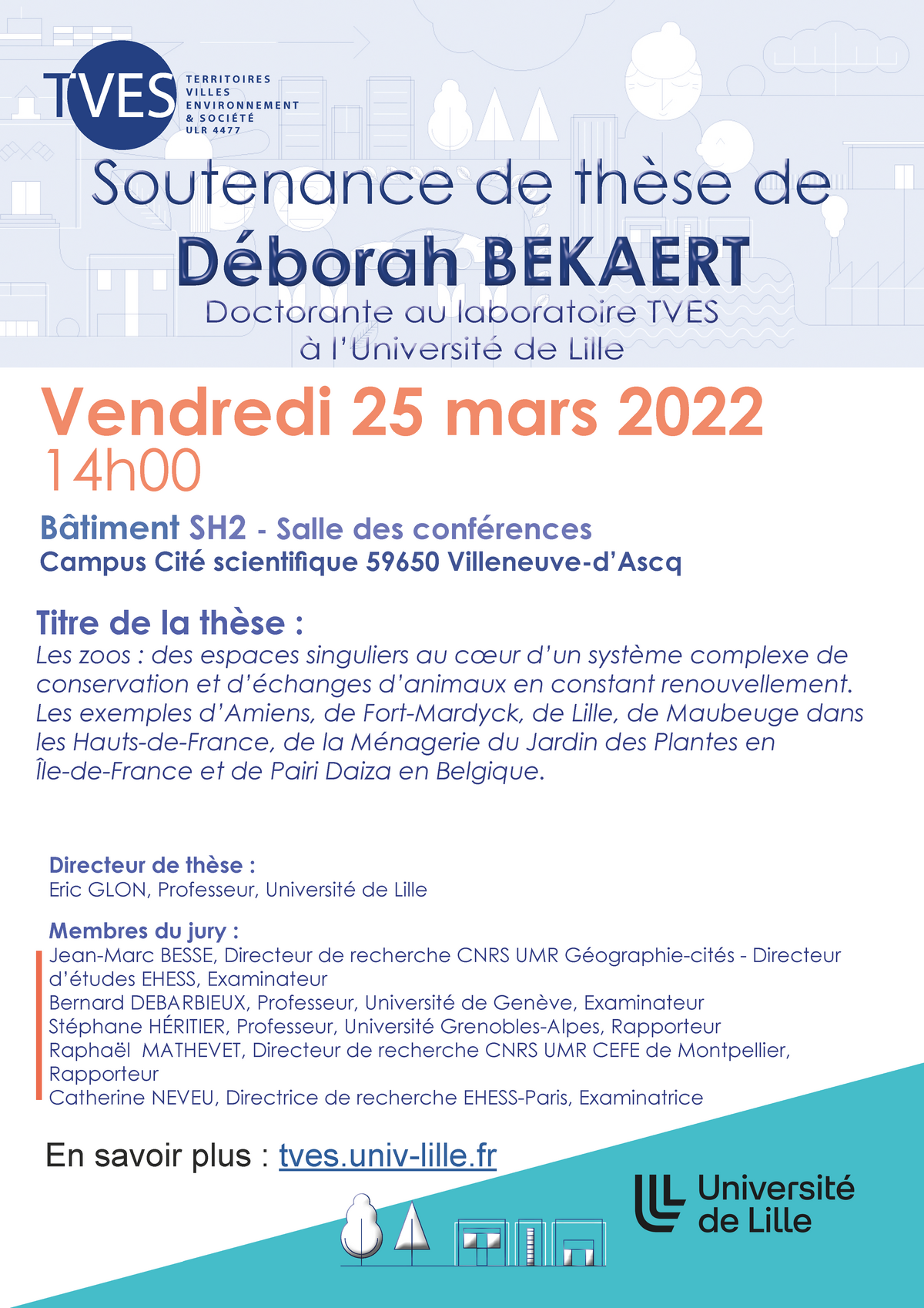 Soutenance de thèse de Déborah BEKAERT, doctorante à l'Université de Lille: tves